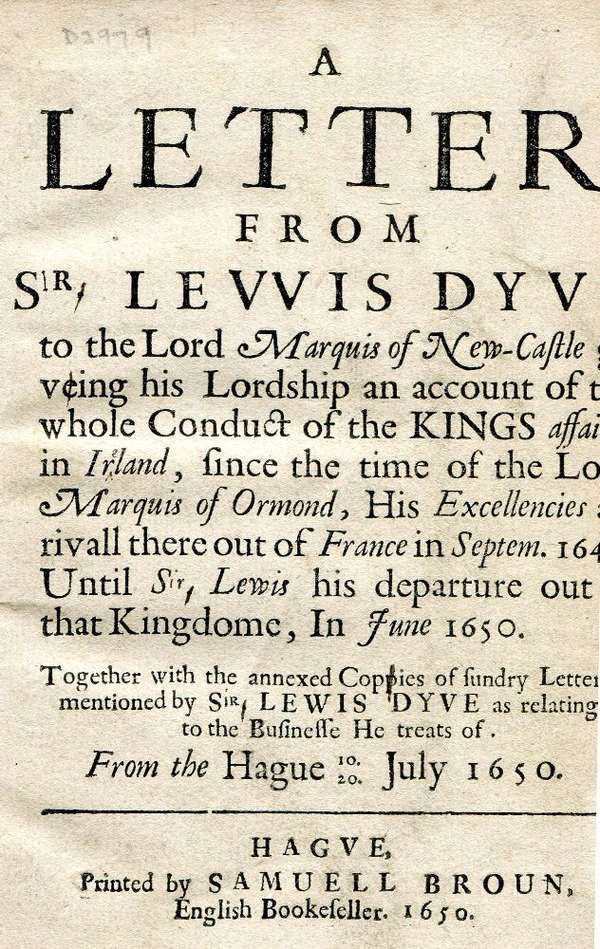 DYVE, Sir Lewis. A letter from Sir Lewis - auctions & price archive