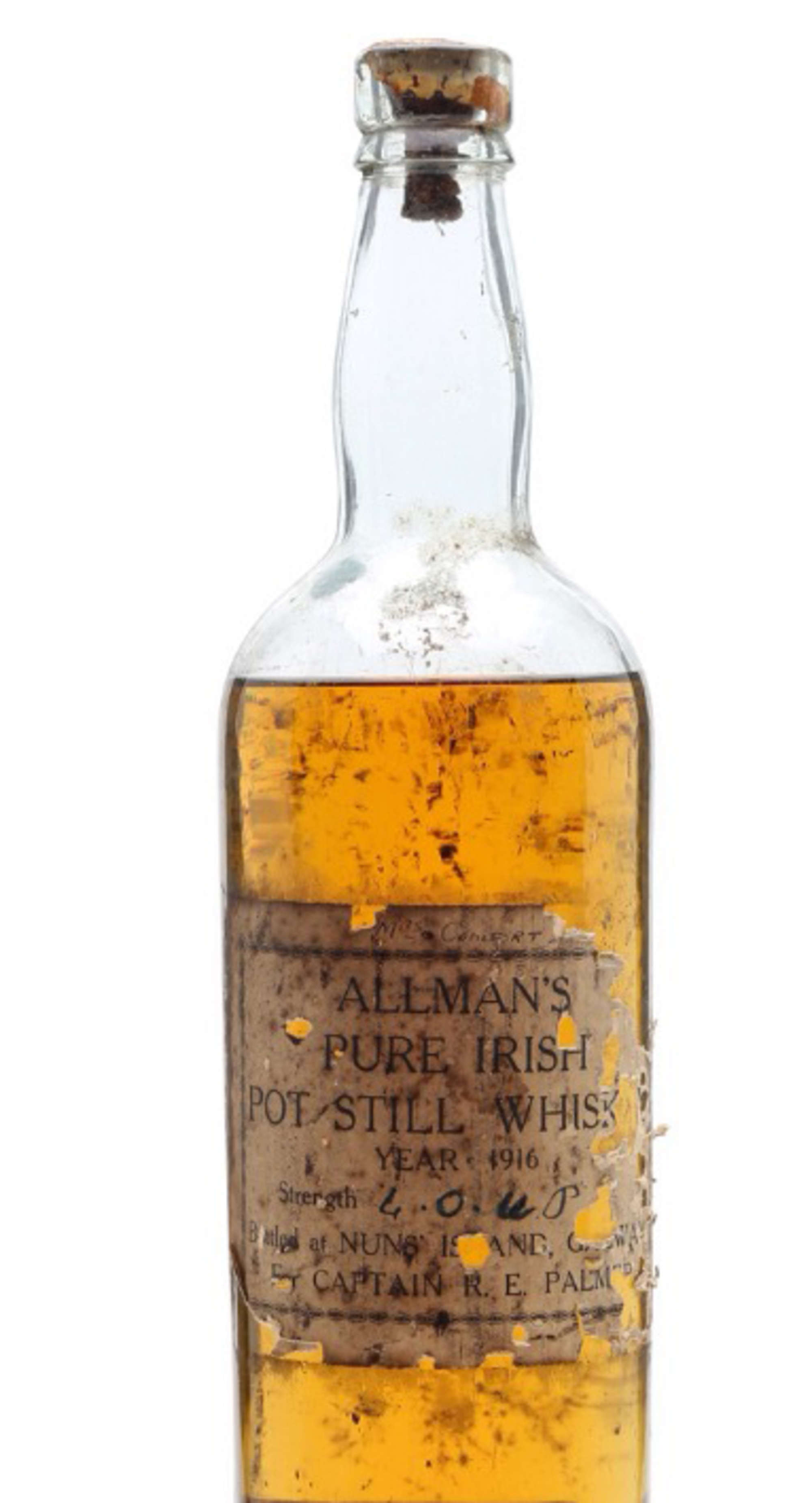 LOT:316 | 1916 ALLMAN’S PURE IRISH POT STILL WHISKEY 40 Under Proof (34 ...