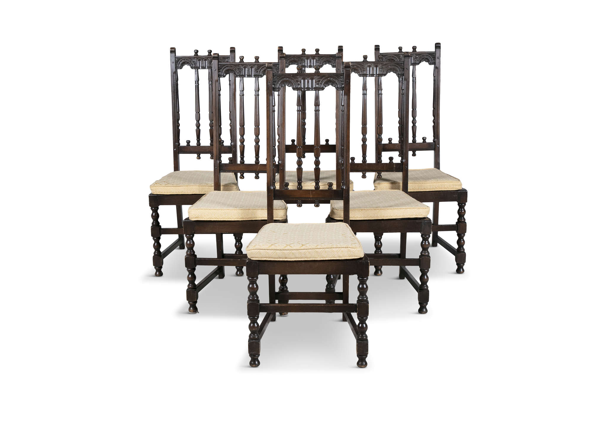 LOT:344 | A SET OF SIX ERCOL OLD COLONIAL HIGH-BACK CARVED DINING ...