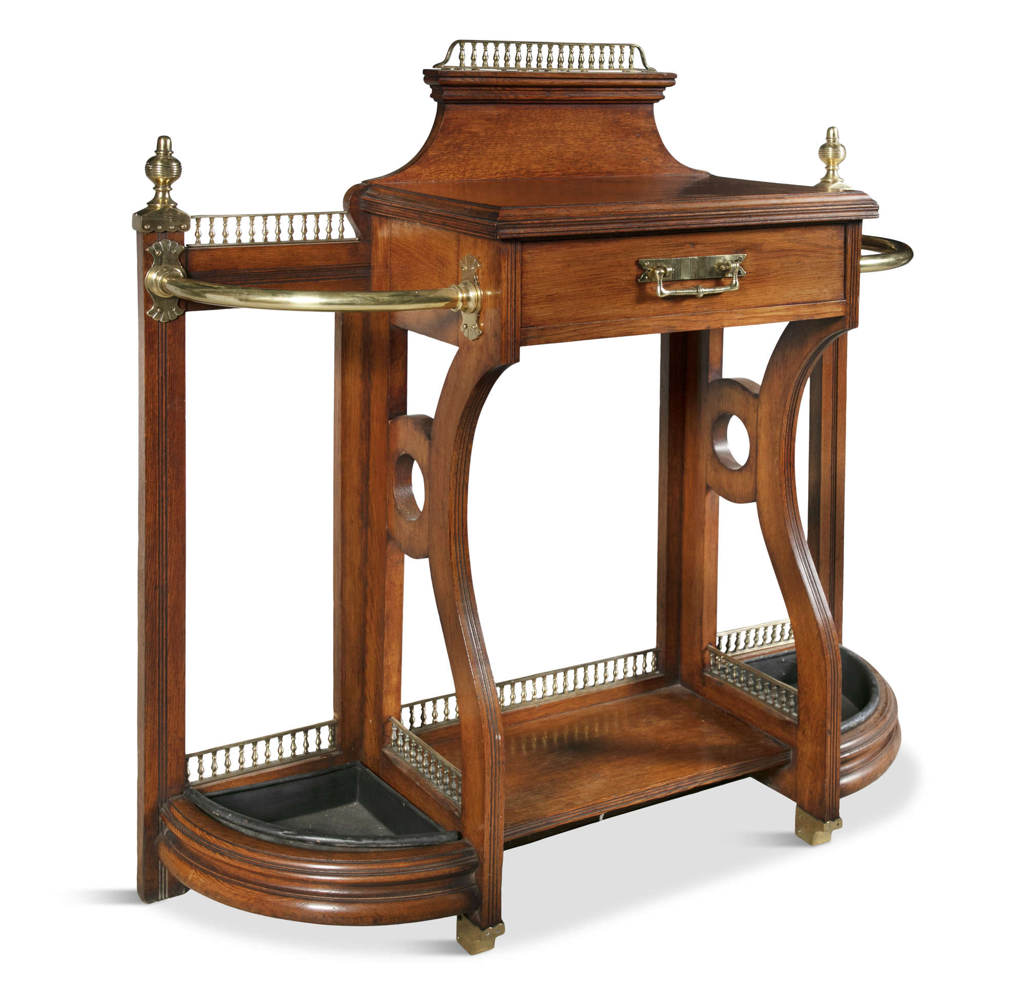 LOT:809 | A VICTORIAN MAHOGANY BRASS MOUNTED STICK STAND
