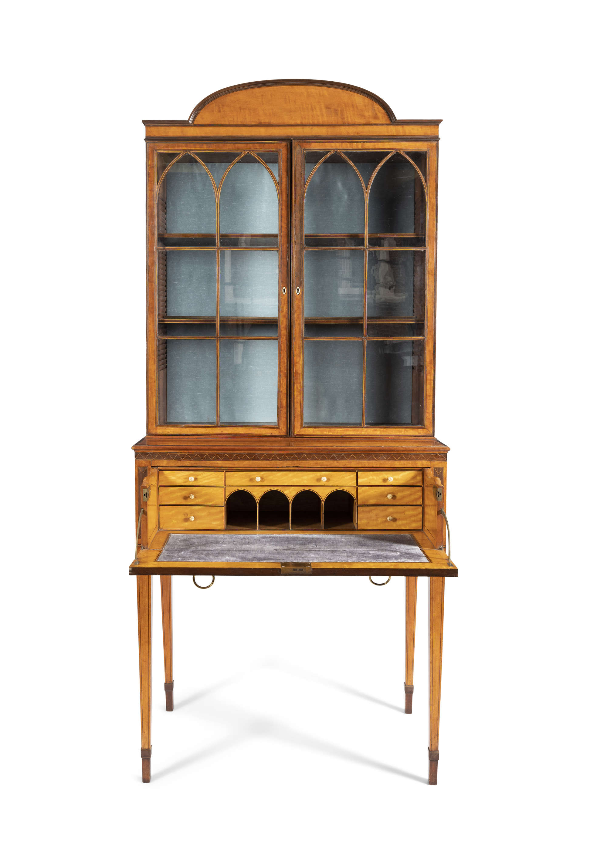 LOT:399 | A SATINWOOD, ROSEWOOD BANDED AND EBONY AND BOXWOOD INLAID ...